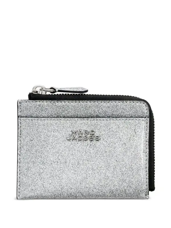 Marc Jacobs The Coated Glitter Zip Leather Wallet - Silver