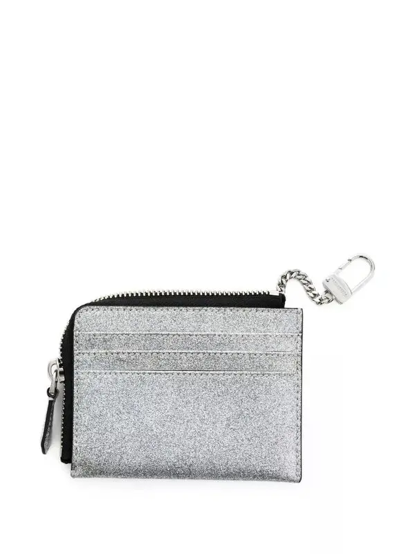 Marc Jacobs The Coated Glitter Zip Leather Wallet - Silver