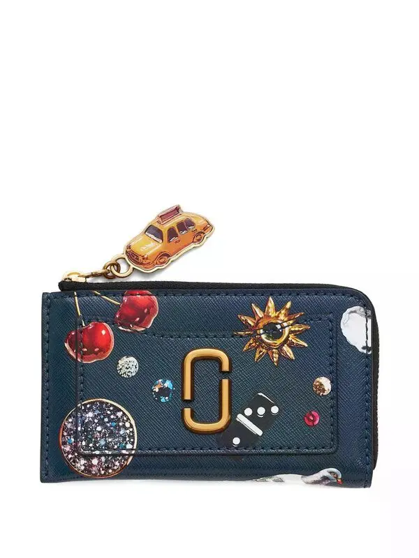 Marc Jacobs The Trinket Printed Zip Leather Wallet - Blue