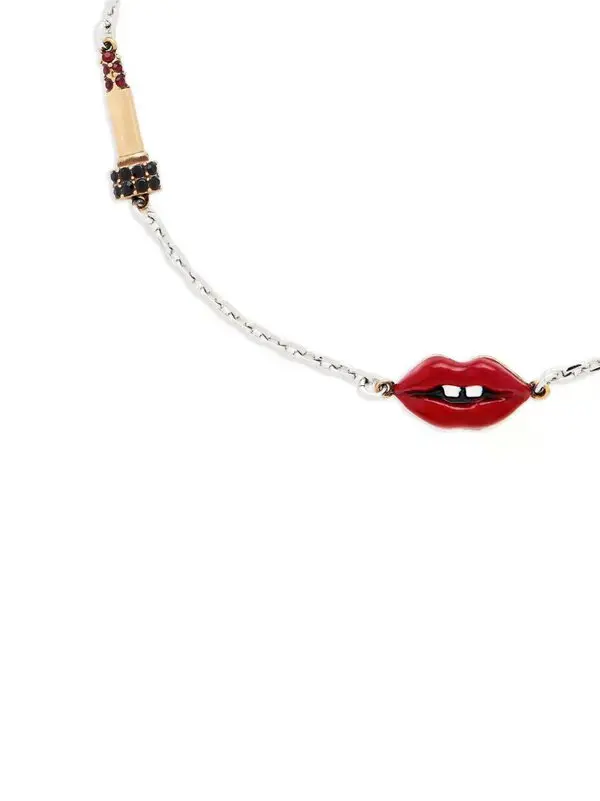 Marc Jacobs Lip-detail Slider-fastening Bracelet - Silver
