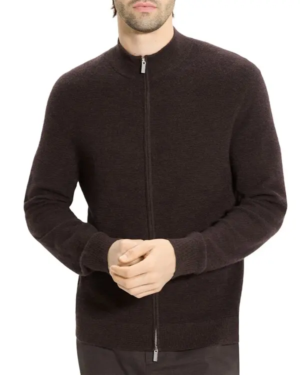 Theory Cashmere Zipper Sweater - Brownmood Melange
