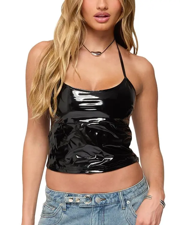EDIKTED Vinyl Halter Top