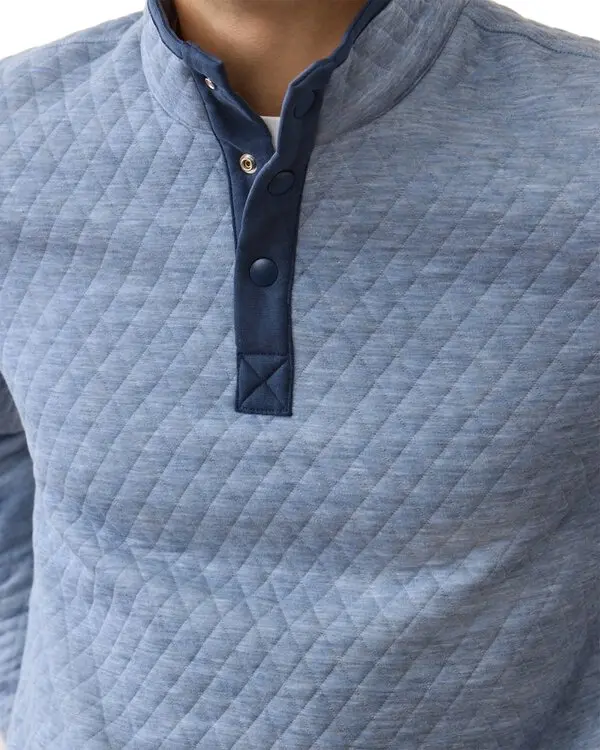 Marine Layer Quilted Reversible Pullover - Mid Blue/light Grey