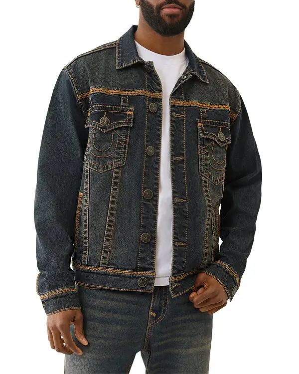 True Religion Super Flatlock Trucker Denim Jacket