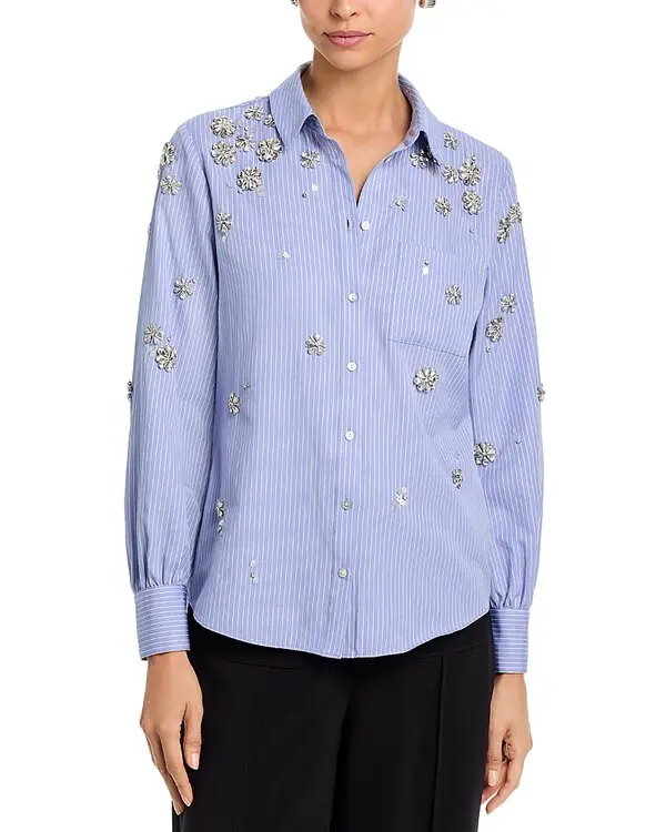 Cinq À Sept Lola Tumbling Flowers Striped Shirt