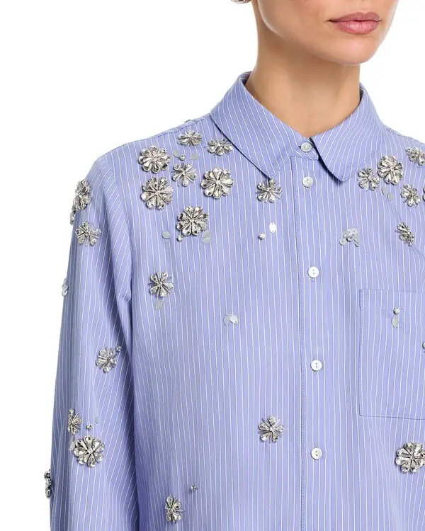 Cinq À Sept Lola Tumbling Flowers Striped Shirt