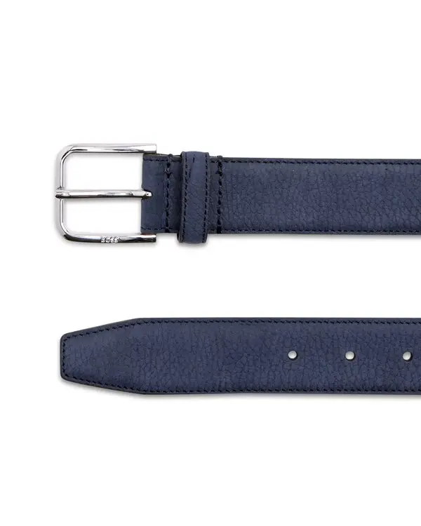 BOSS Madison Leather Belt - Navy