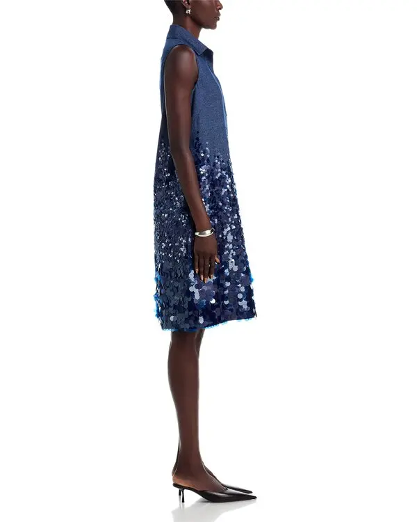 Rickie Freeman For Teri Jon Denim Sequin Dress - Dark Denim | Editorialist