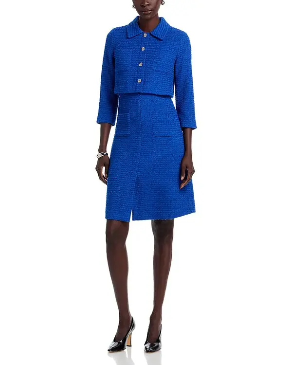 Rickie Freeman For Teri Jon Boucle Dress In Royal Blue - 60% Off