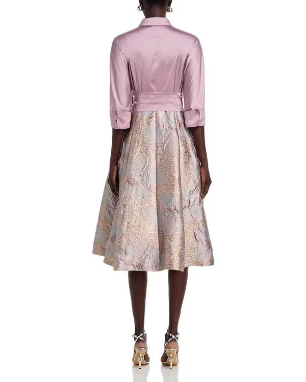 Rickie Freeman For Teri Jon Taffeta Jacquard Shirtdress