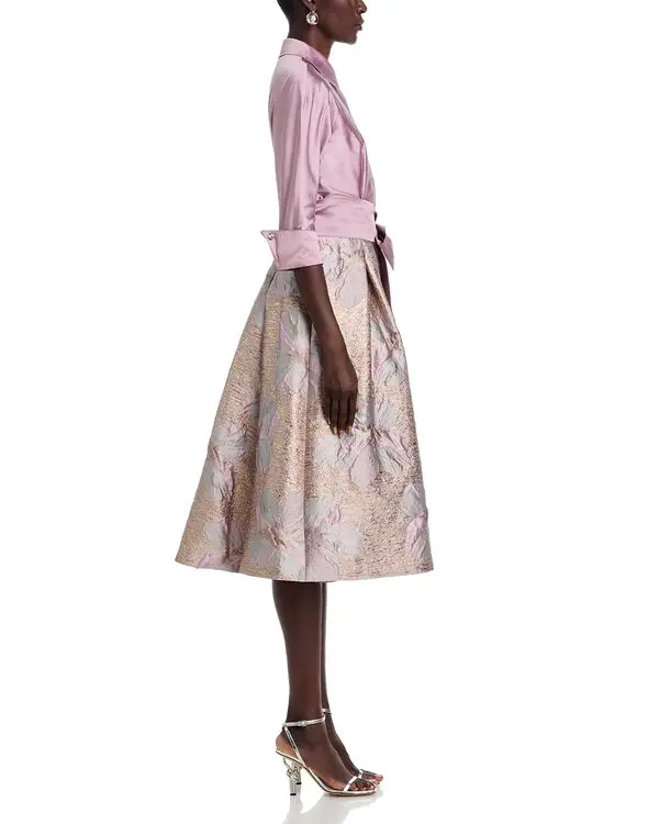 Rickie Freeman For Teri Jon Taffeta Jacquard Shirtdress