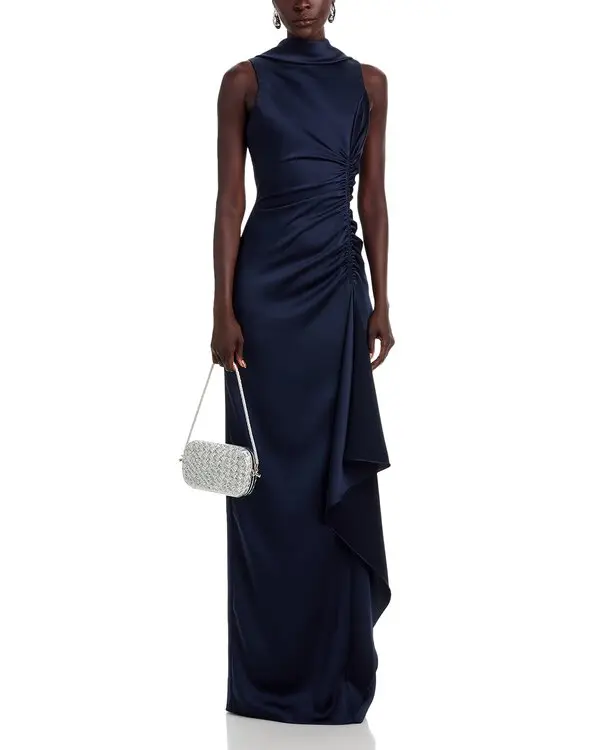 Rickie Freeman For Teri Jon Charmeuse Roll Collar Gown