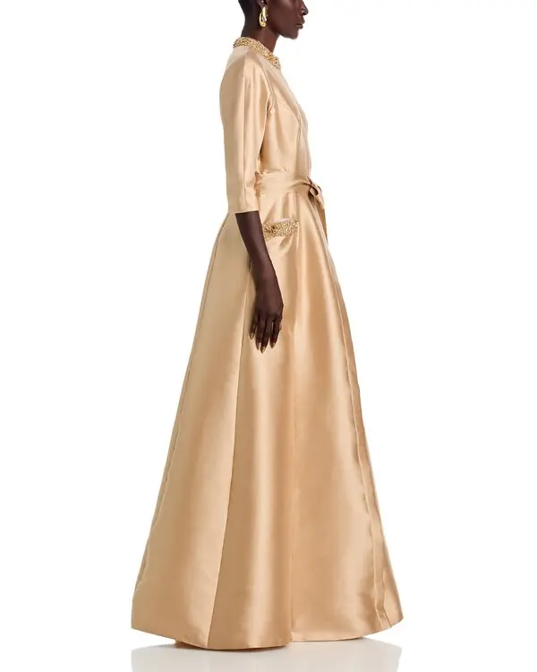 Rickie Freeman For Teri Jon Mikado Bead Collar Gown