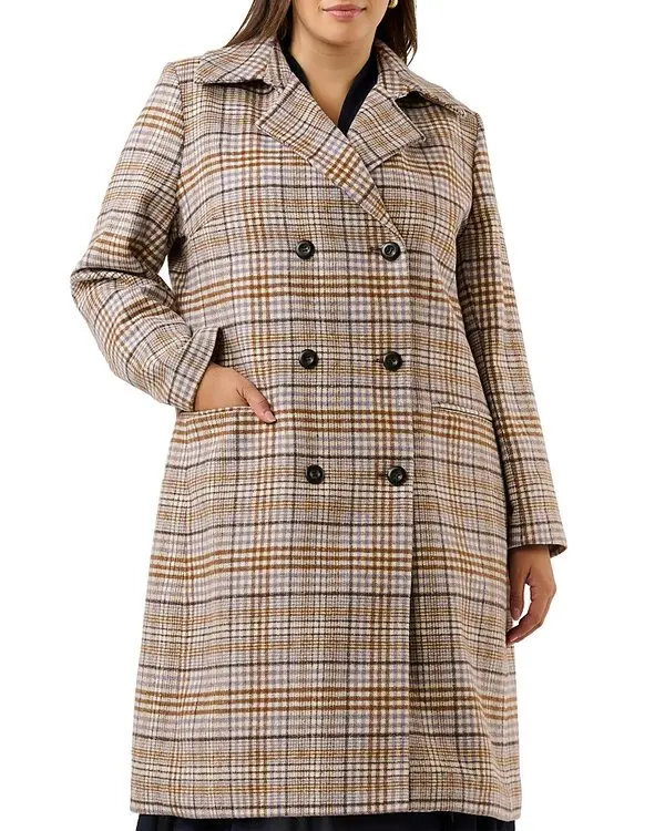 ESTELLE Plaid Double Breasted Coat