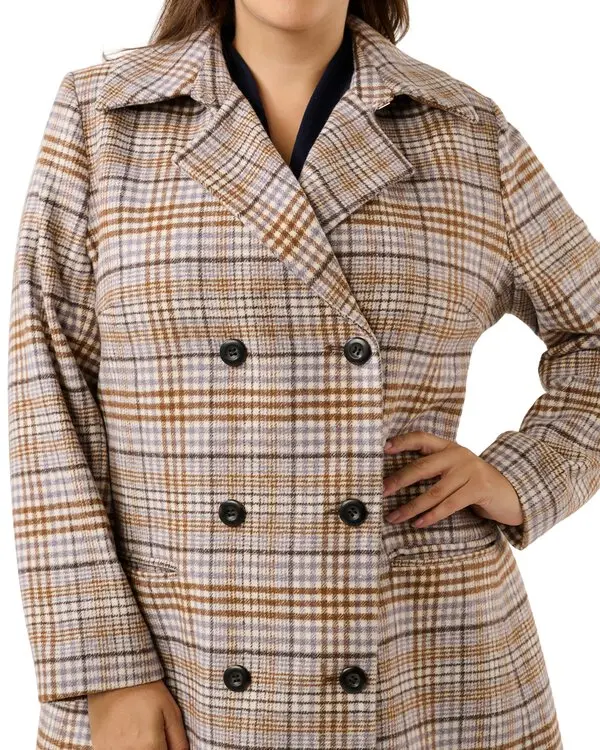 ESTELLE Plaid Double Breasted Coat