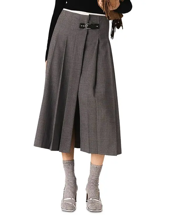 Maje Pleated Midi Skirt