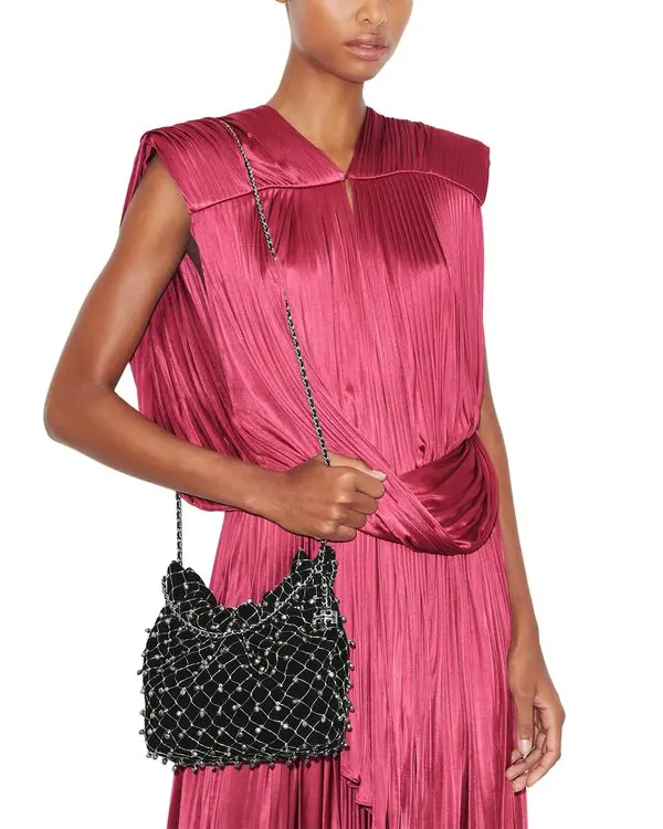 Tory Burch Fleming Mini Bell Embellished Suede Crossbody Bag - Black