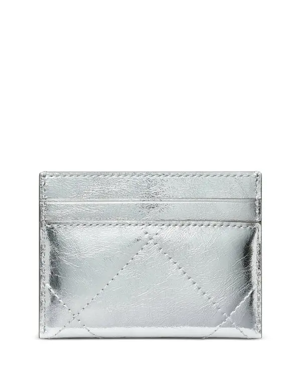 Tory Burch Kira Diamond Quilted Leather Card Case - Silver
