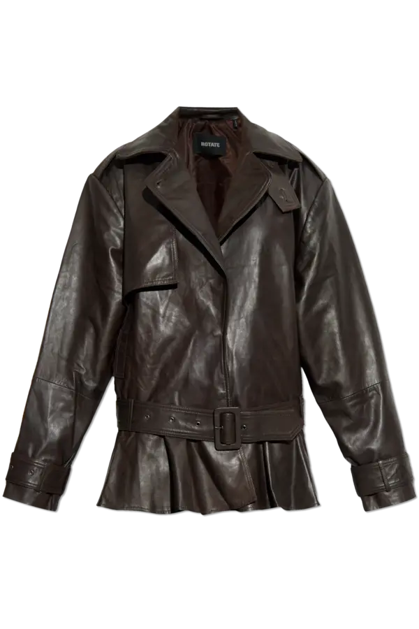 ROTATE BY BIRGER CHRISTENSEN Belted Leather Jacket - Brown