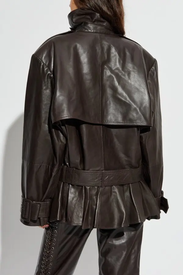 ROTATE BY BIRGER CHRISTENSEN Belted Leather Jacket - Brown