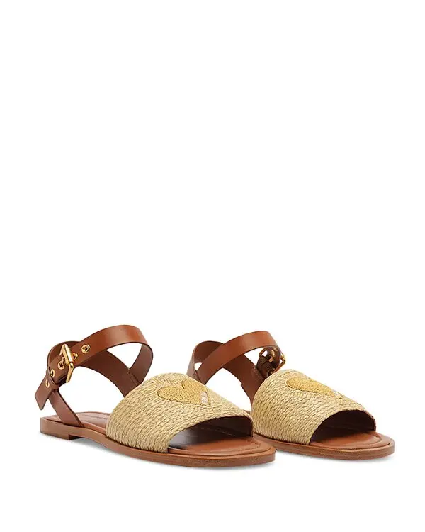 Farm Rio Raffia Flat Sandals - Heart