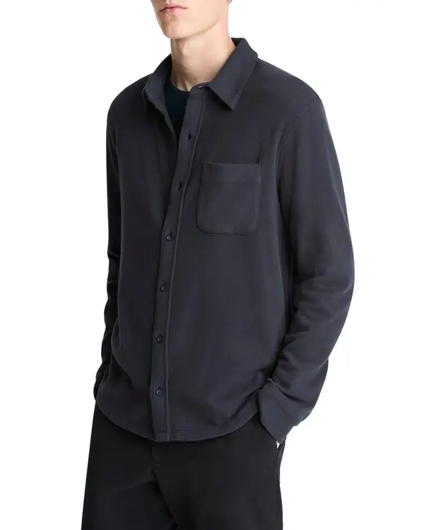 Vince Solid Button Front Knit Shirt - Coastal