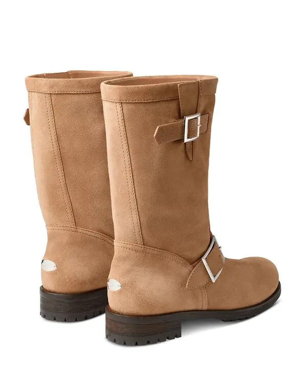 JIMMY CHOO Biker Mid Buckle Boots - Toffee