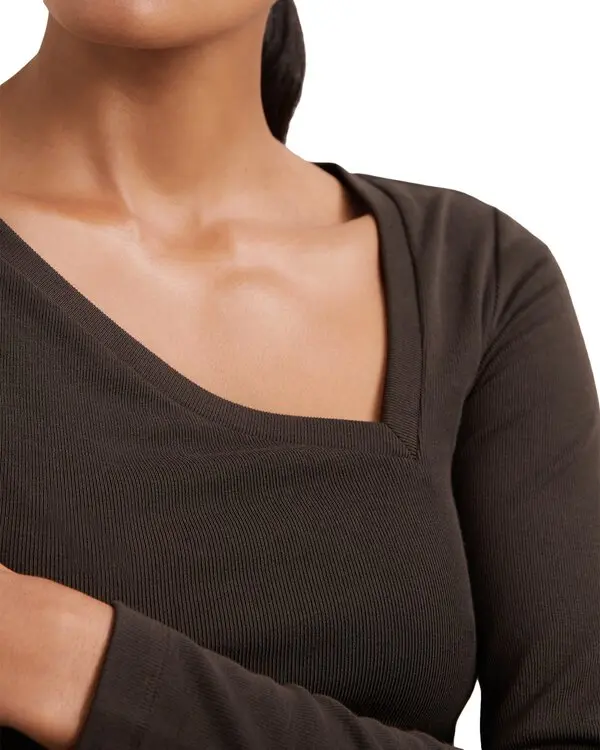 REISS Felicity Asymmetric Neck Long Sleeve Top