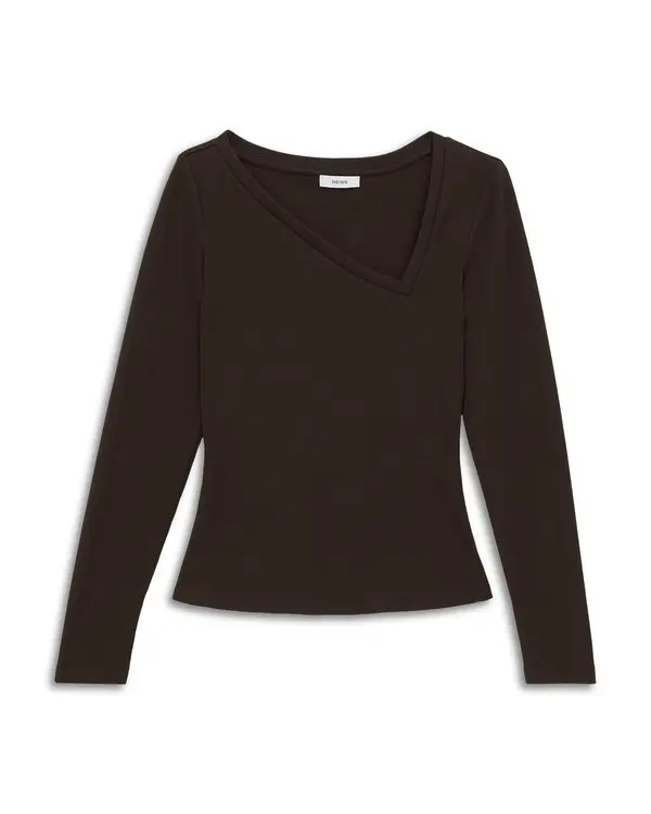 REISS Felicity Asymmetric Neck Long Sleeve Top