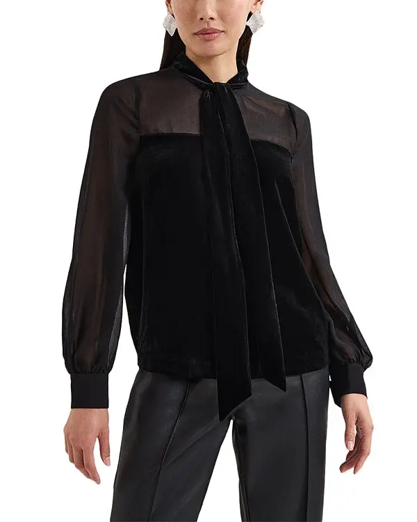 PHASE EIGHT Raye Velvet Bow Neck Blouse