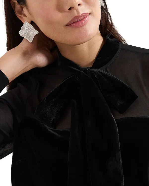 PHASE EIGHT Raye Velvet Bow Neck Blouse