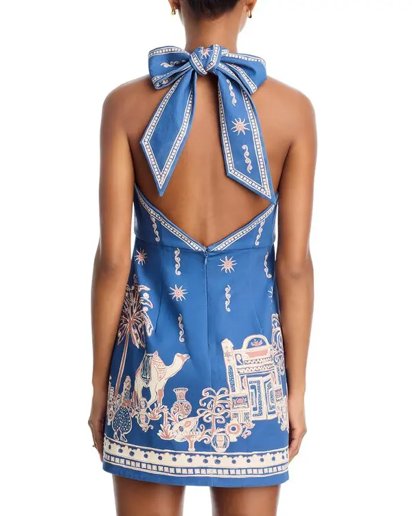 ALEMAIS Acacia Mini Dress Printed Halterneck