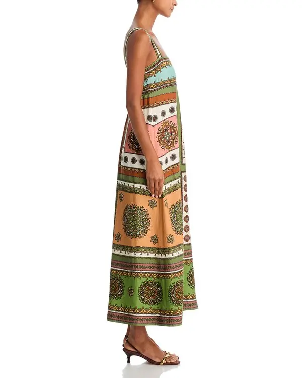 ALEMAIS Printed Viscose-linen Maxi Dress