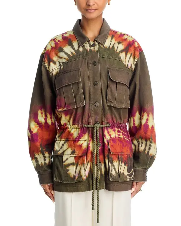 ALEMAIS Marilyn Tie-dye Denim Utility Jacket - Khaki