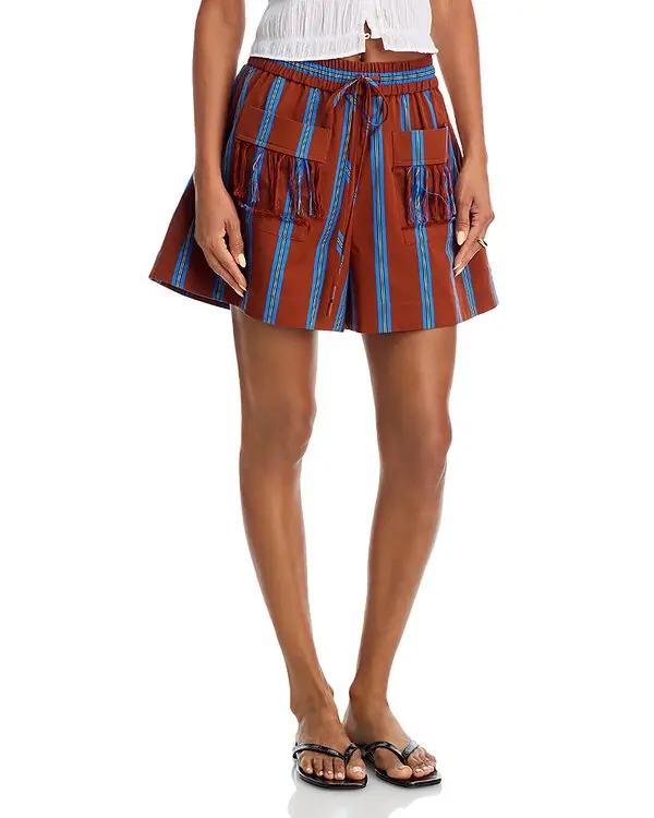 ALEMAIS Noura Fringe Trim Shorts - Stripe