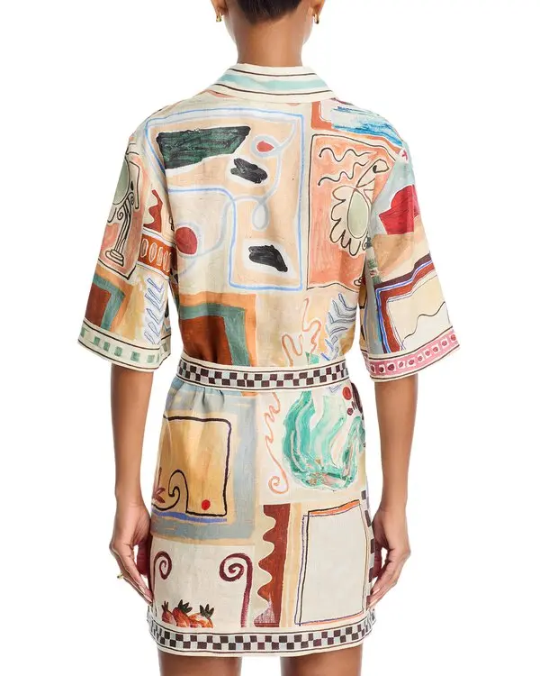 Alemais Michelle Linen Mini Shirt Dress - Multi