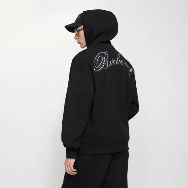 Burberry Cursive Logo Cotton Zip Hoodie