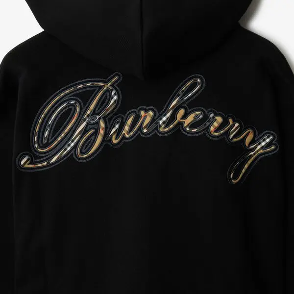 Burberry Cursive Logo Cotton Zip Hoodie