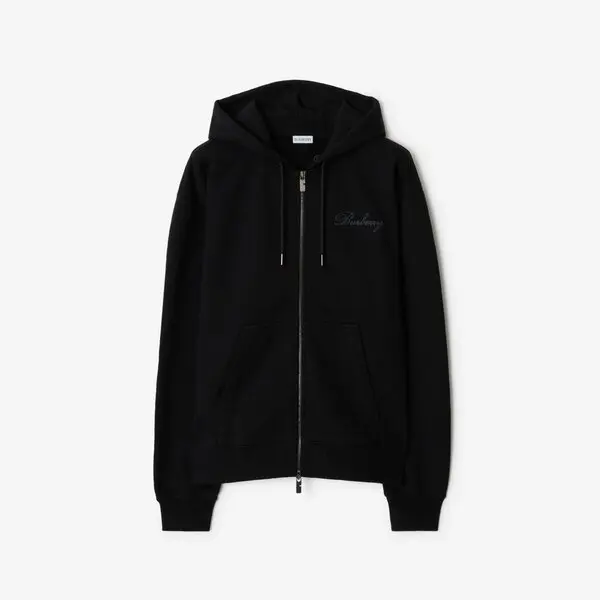 Burberry Cursive Logo Cotton Zip Hoodie