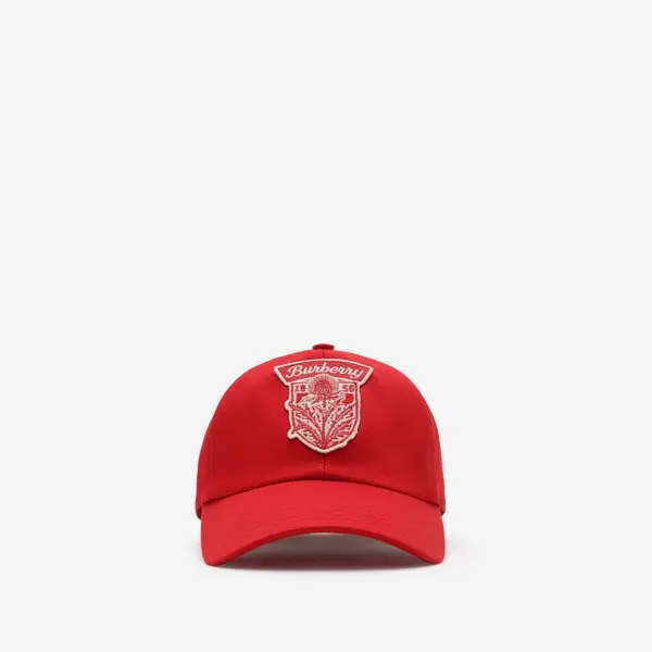 Burberry Thistle Shield Gabardine Baseball Cap - Poppy Red