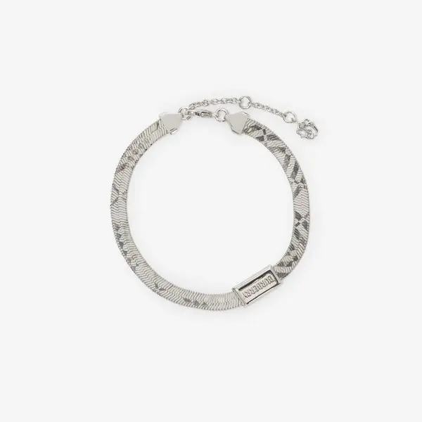 Burberry Engraved Check Chain Bracelet - Silver