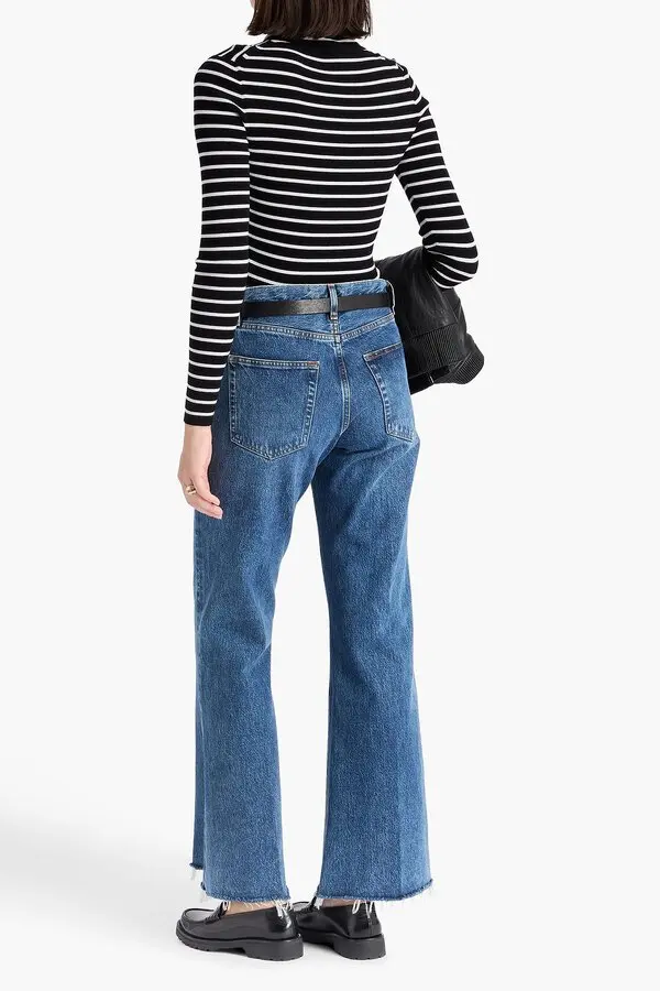FRAME The Lax Mid-rise Flared Jeans - Mid Denim