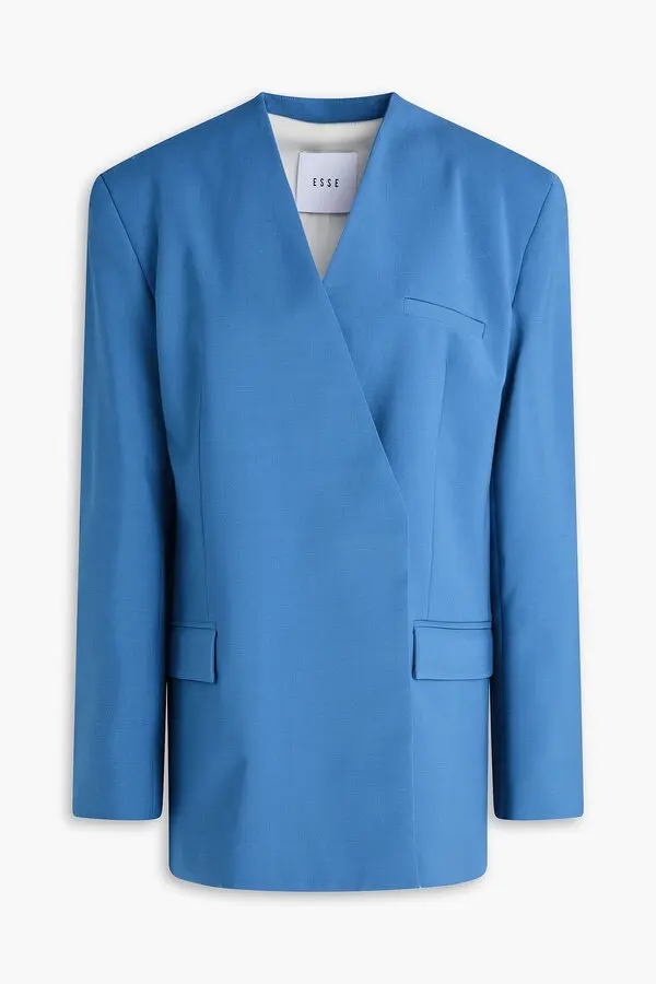 ESSE STUDIOS Homme Double-breasted Crepe Blazer - Azure
