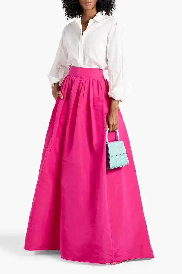 Carolina Herrera Pleated Silk-faille Maxi Skirt - Fuchsia