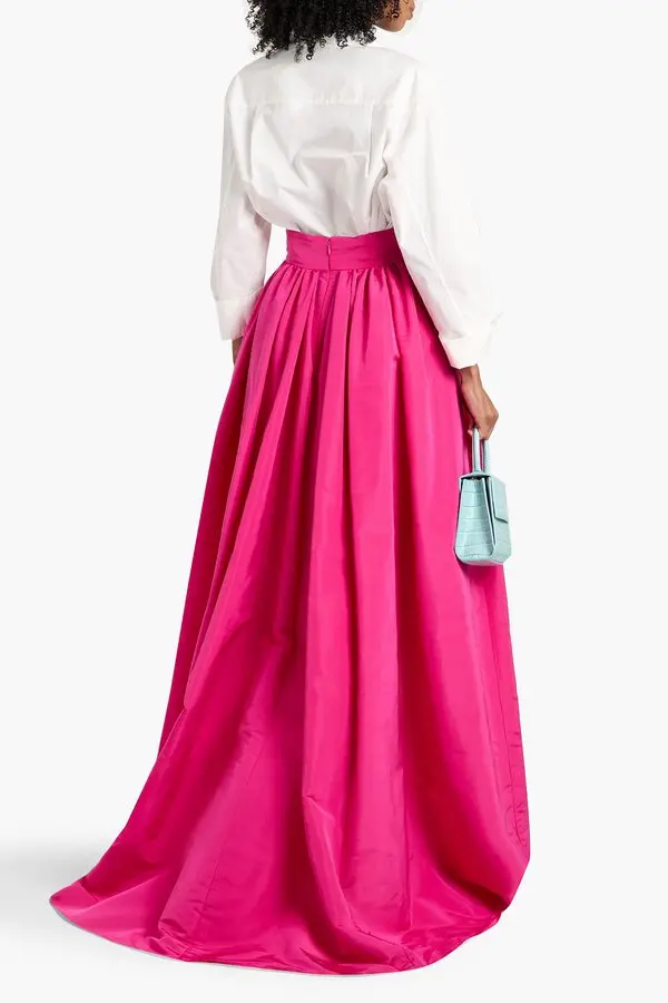 Carolina Herrera Pleated Silk-faille Maxi Skirt - Fuchsia