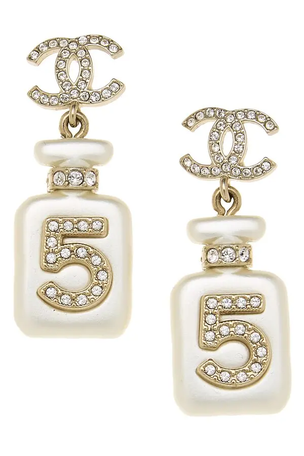 Chanel N°5 Perfume Dangle Earrings - Gold