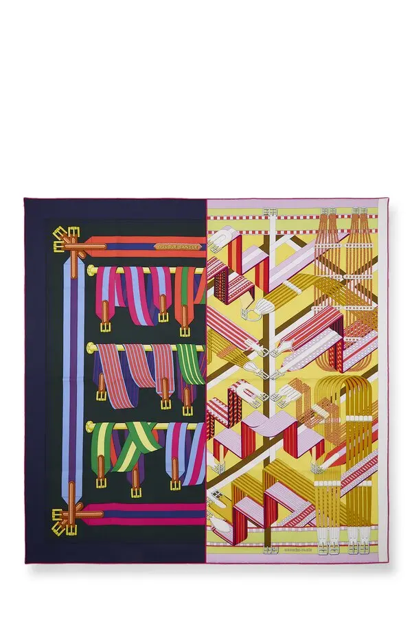 Hermès Multicolor 'double Sangle' Silk Scarf 90 - Multi