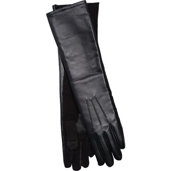 Echo Long Leather Gloves - Black