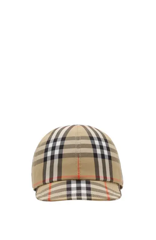 Burberry Check Cotton Baseball Cap - Sand Beige