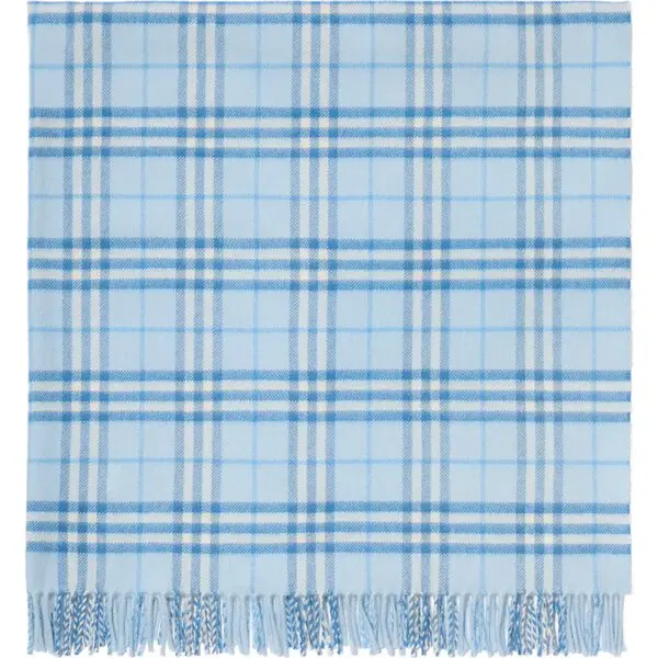 Burberry Check Wool Baby Blanket - Ice Blue